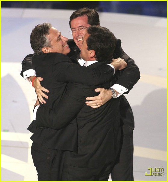 Colbert, Carell & Stewart Hug @ Emmys 2007: Photo 593871 | Photos ...