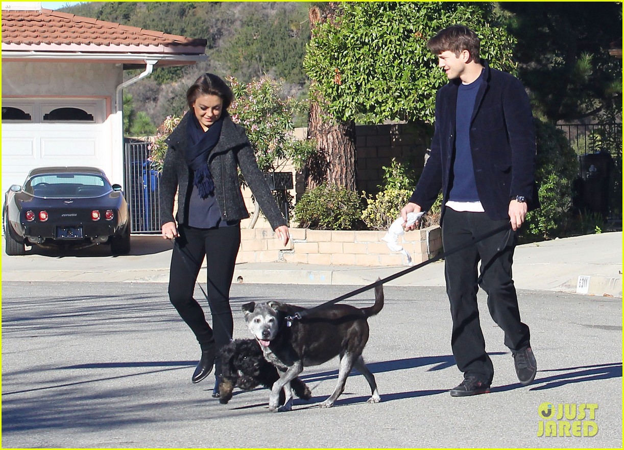 Ashton Kutcher & Mila Kunis: Monday Morning Dog Walkers!: Photo 3030353 ...