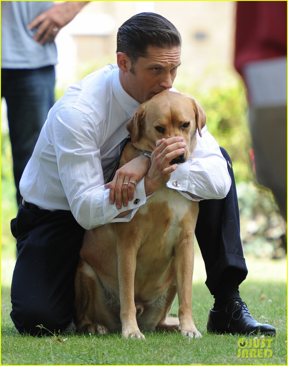 Tom Hardy Gets Playful with a Pup on the Set of Legend - See the Pics ...