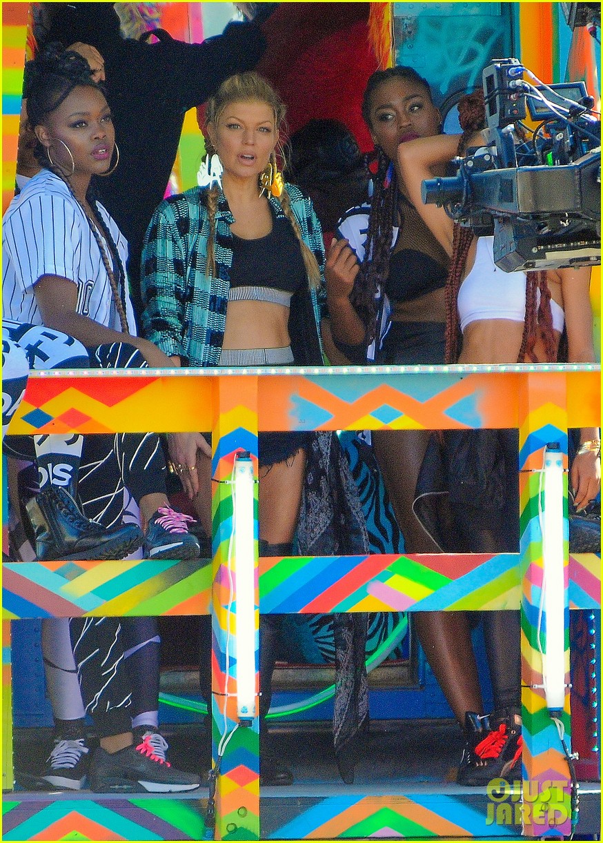 Fergie Parties on a Bus for 'L.A. Love (La La)' Music Video Shoot ...