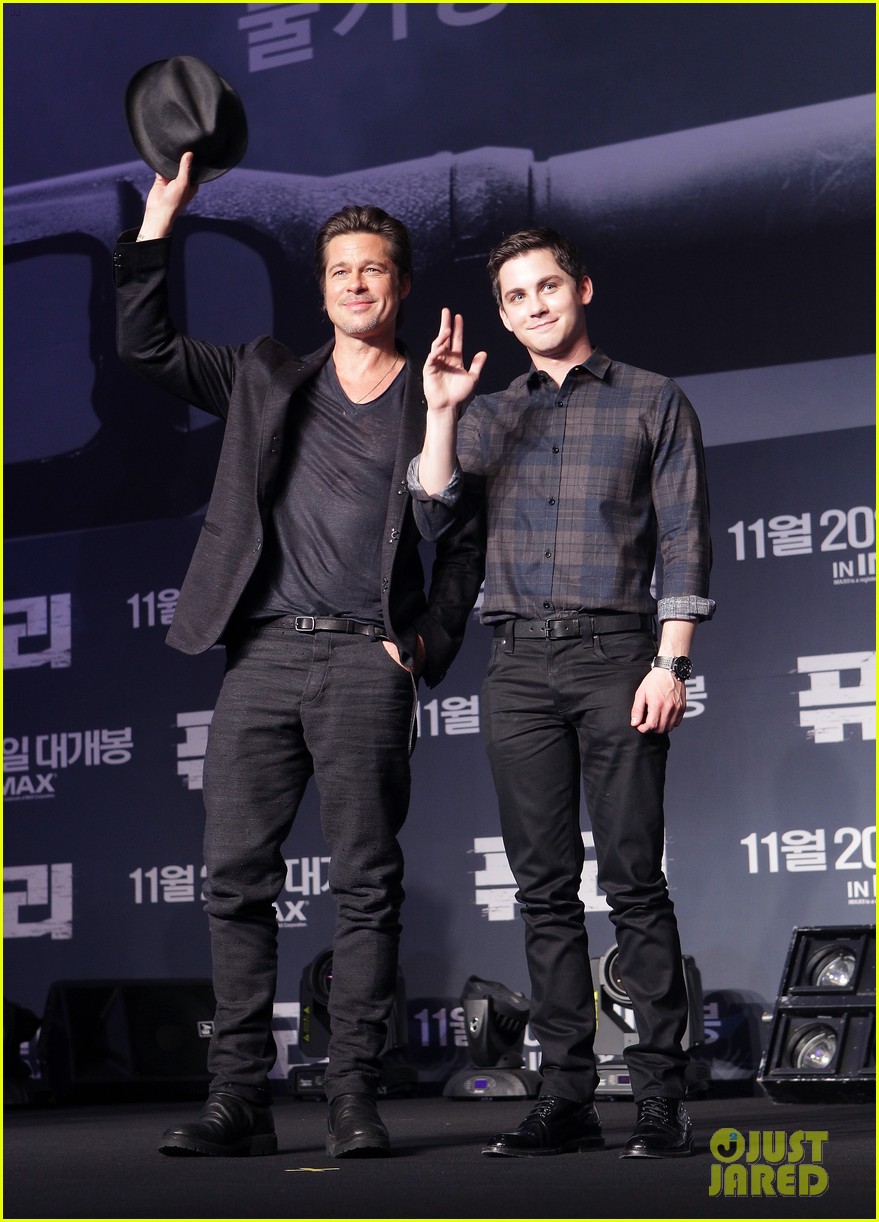 Brad Pitt & Logan Lerman Take the Stage for 'Fury' in Seoul!: Photo ...