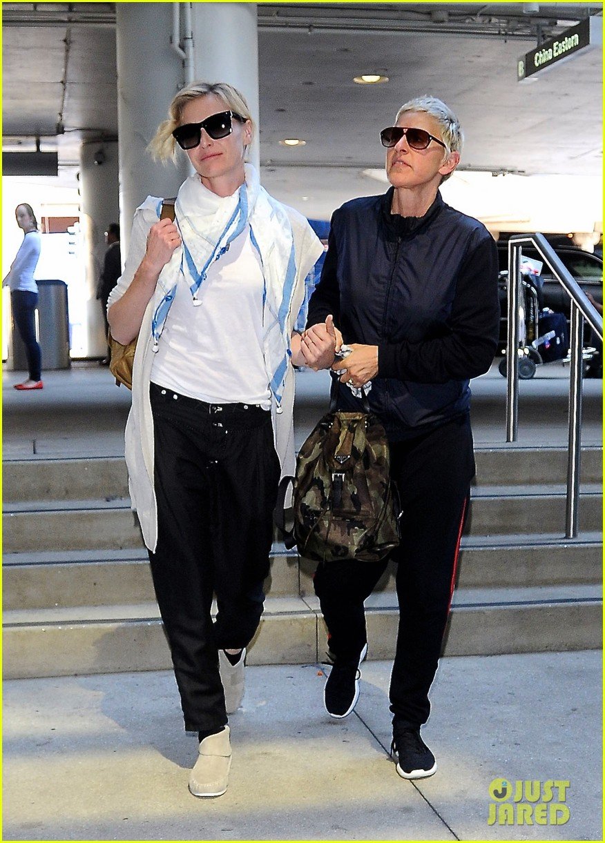 Ellen DeGeneres Holds Hands with Wife Portia de Rossi at LAX: Photo ...