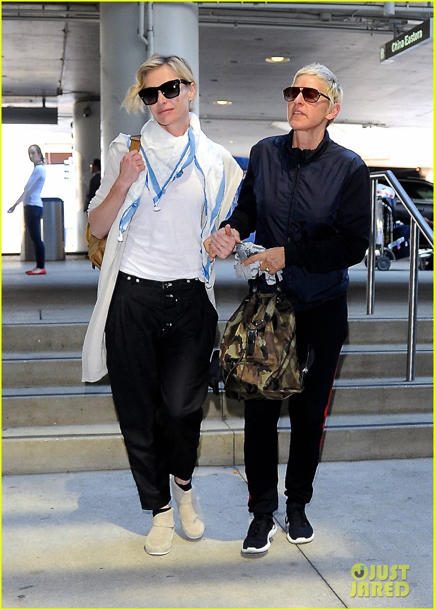 Ellen DeGeneres Holds Hands with Wife Portia de Rossi at LAX: Photo ...