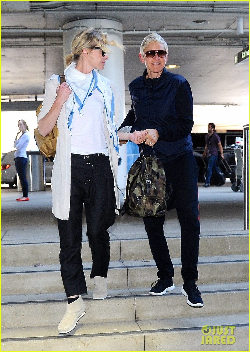 Ellen DeGeneres Holds Hands with Wife Portia de Rossi at LAX: Photo ...