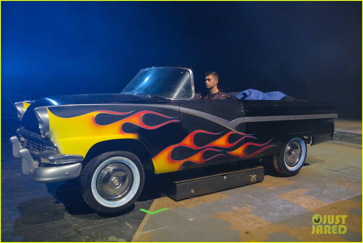 Aaron Tveit & Carlos PenaVega Get Ready To Race In 'Grease: Live' BTS ...
