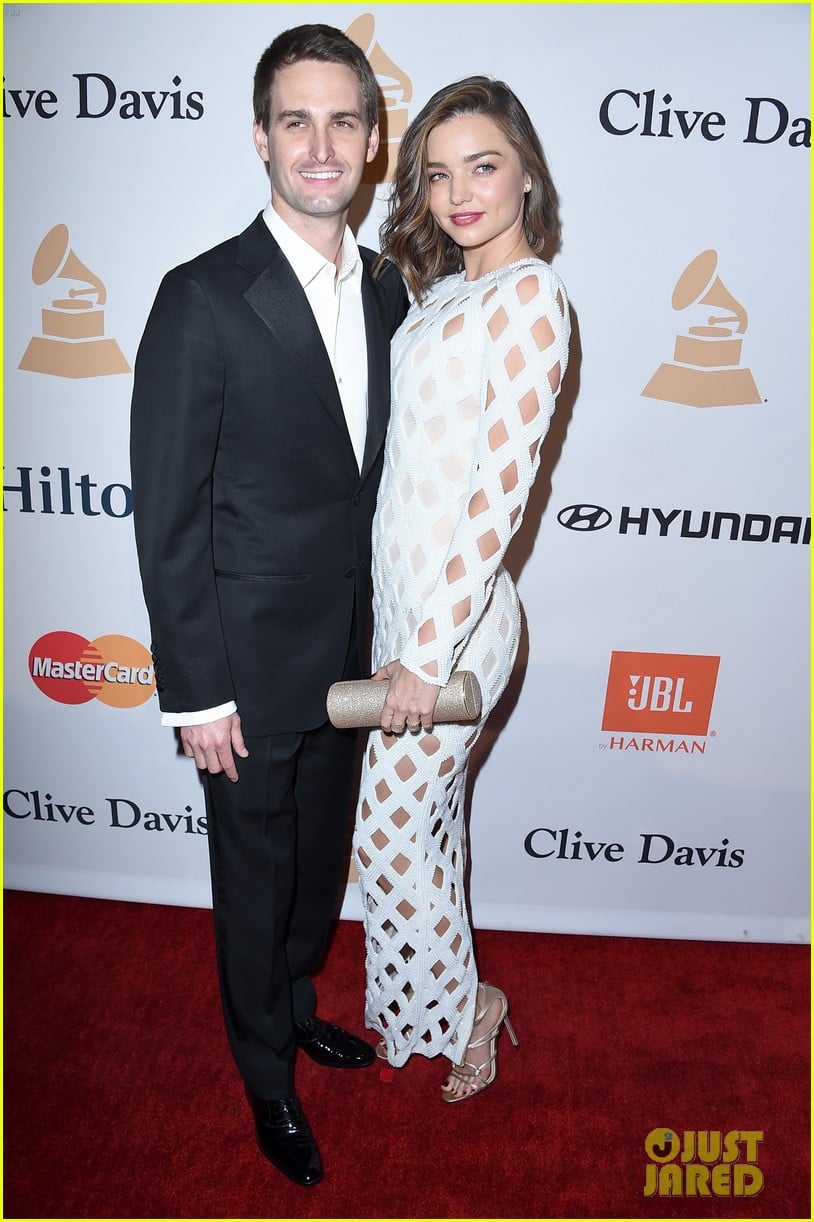 Miranda Kerr & Evan Spiegel Make Their Red Carpet Debut at Clive Davis ...