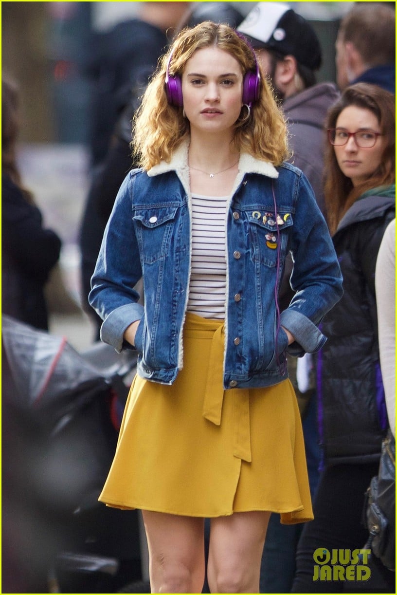 Lily James & Ansel Elgort Listen To Music On Set of 'Baby Driver ...