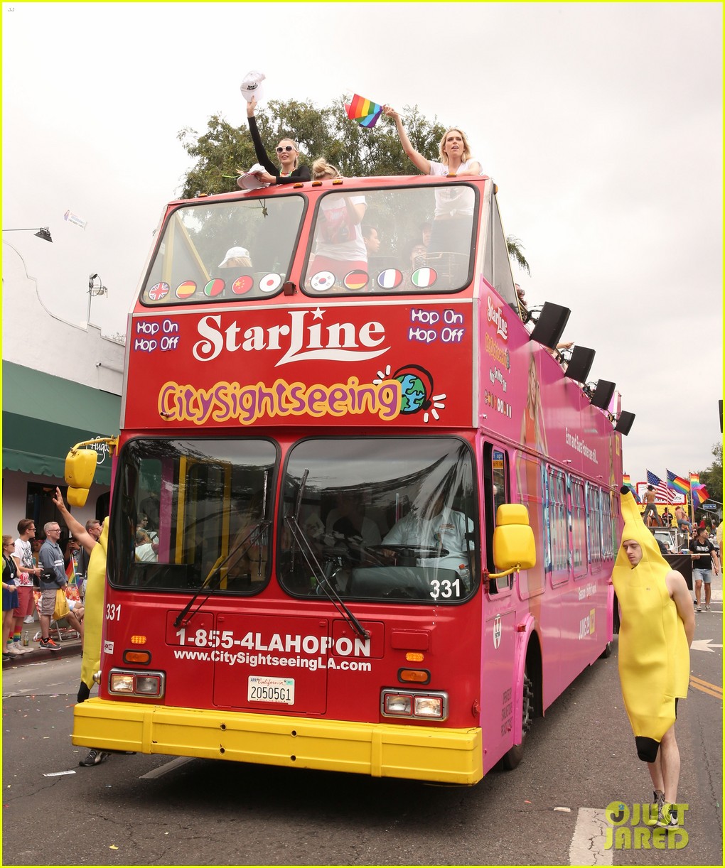 Erin & Sara Foster Ride 'Barely Famous' Bus in LA Pride Parade!: Photo ...