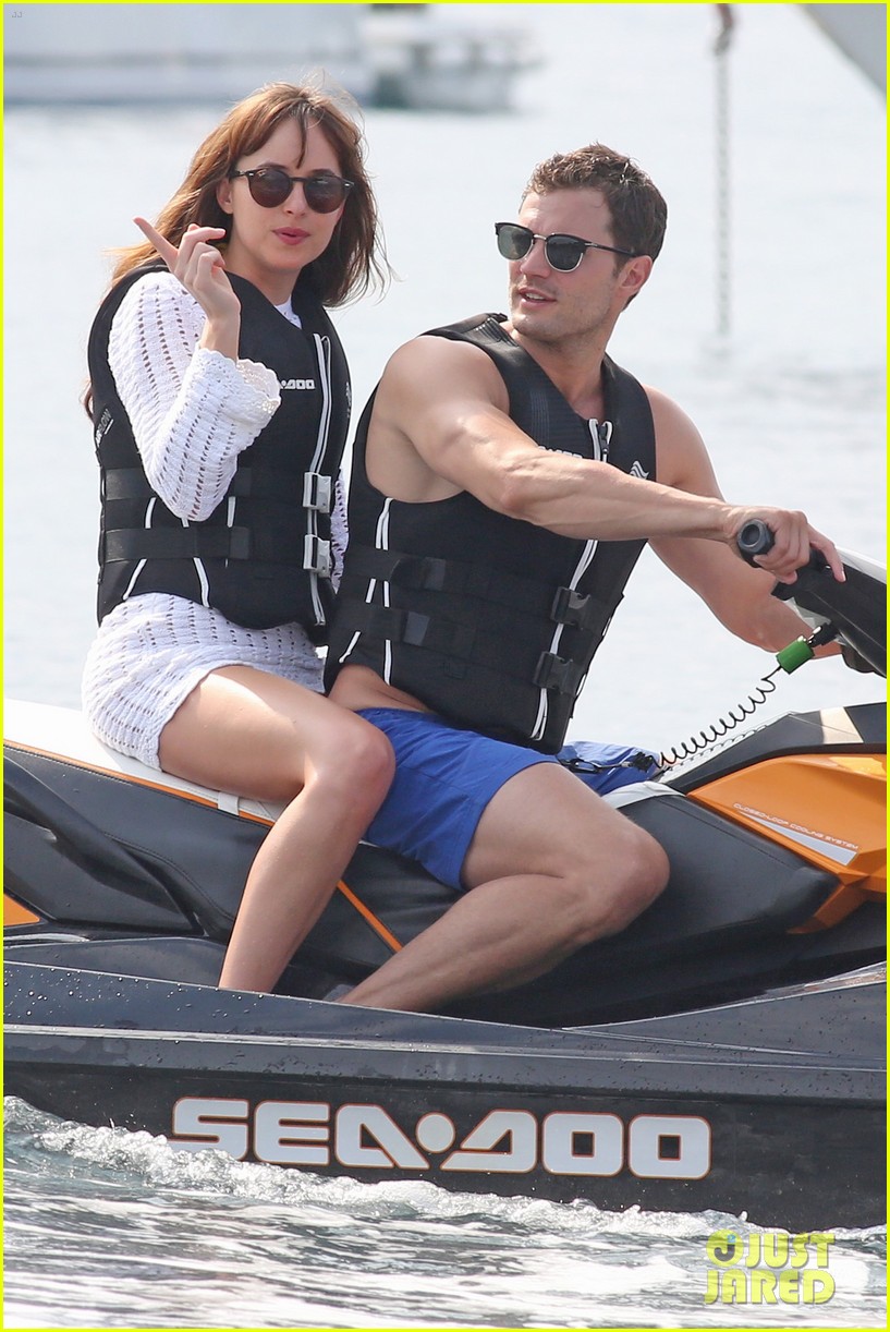 Jamie Dornan & Dakota Johnson Ride a Jet Ski for 'Fifty Shades Freed ...