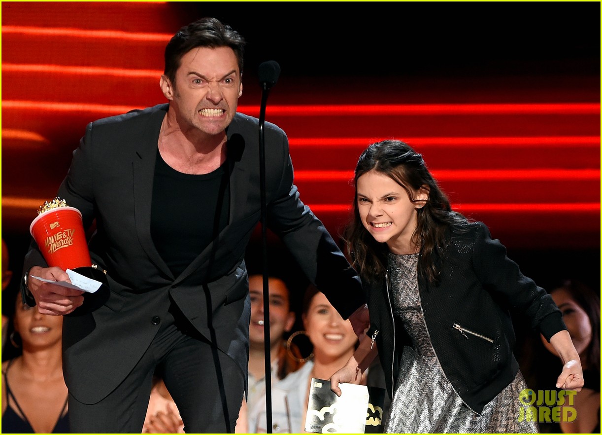 Hugh Jackman & Dafne Keen Win Best Duo, Do Wolverine Growl at MTV ...