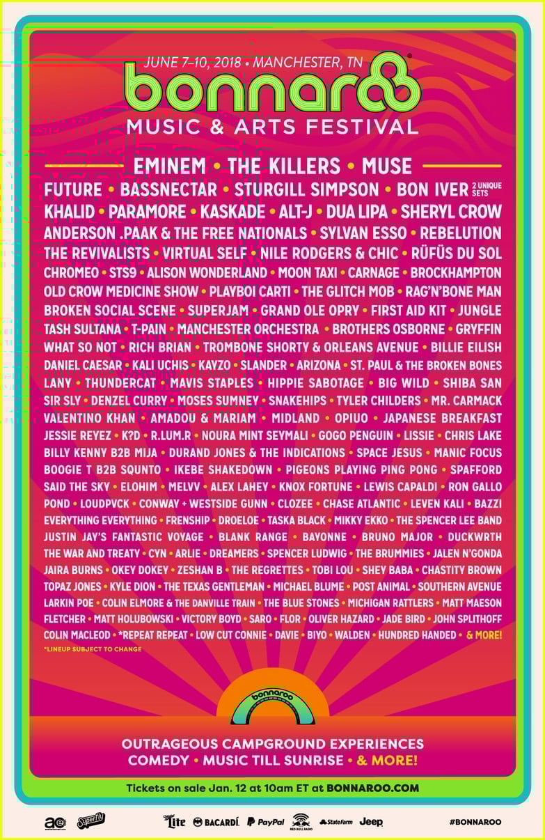 Bonnaroo Lineup 2018 Revealed - See Who's Performing!: Photo 4011417 ...