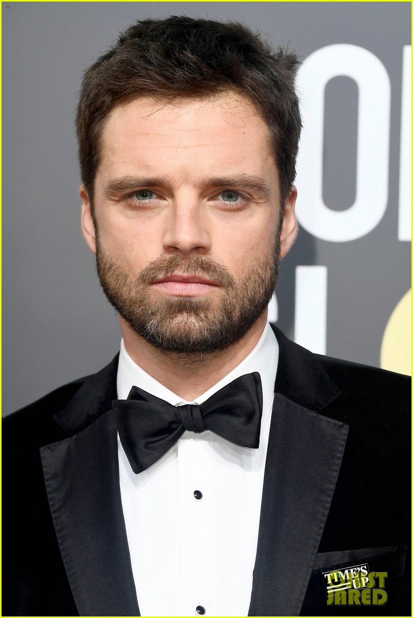 Sebastian Stan Wears His Time's Up Pin on the Red Carpet at Golden ...