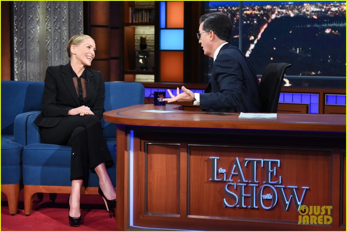 Sharon Stone Talks Fliping 'Man-Heavy' Scripts With Stephen Colbert ...