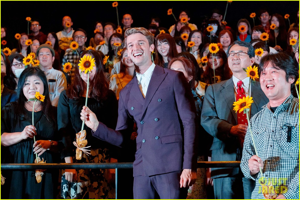 Patrick Schwarzenegger Suits Up in Purple for 'Midnight Sun' Japan ...