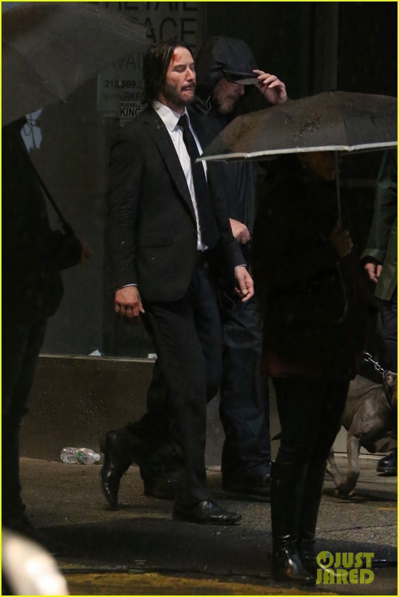 Keanu Reeves Gets Caught in the Rain Again for 'John Wick': Photo ...