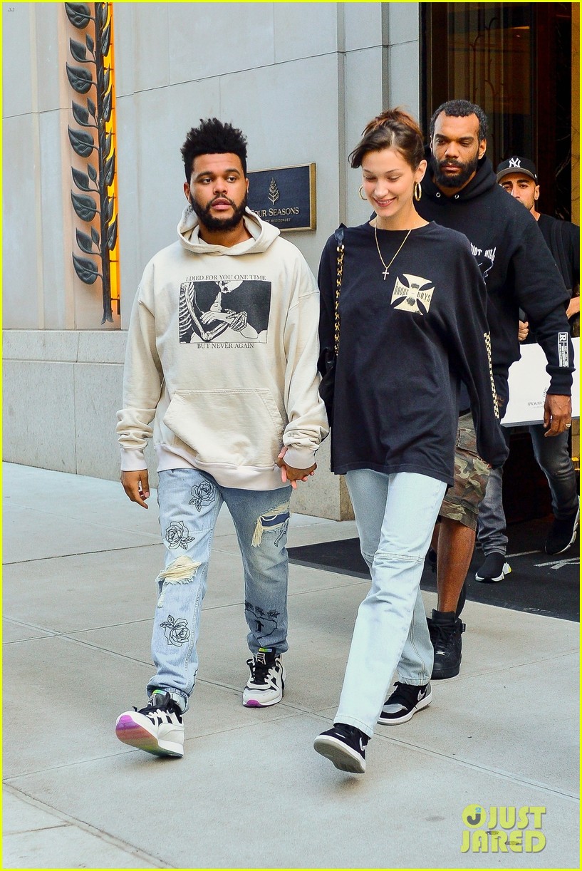 The Weeknd & Bella Hadid Walk Out Holding Hands in New York City ...