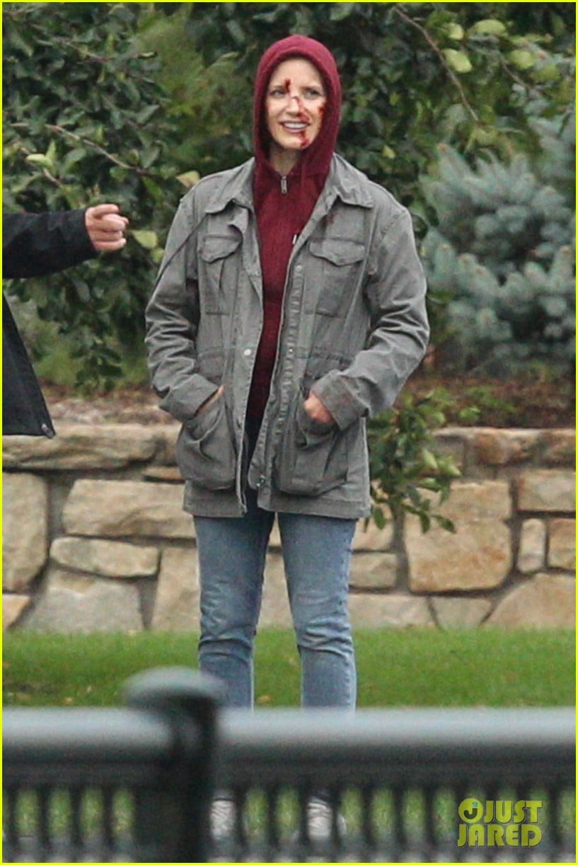 Jessica Chastain & Colin Farrell Are Bloody on the Set of 'Eve'!: Photo ...