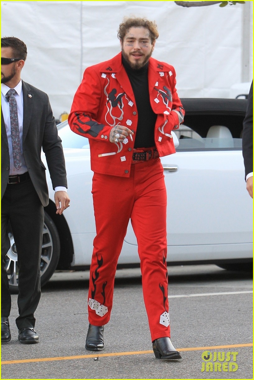 Post Malone Rocks Bright, Red Suit During Afternoon Outing!: Photo ...