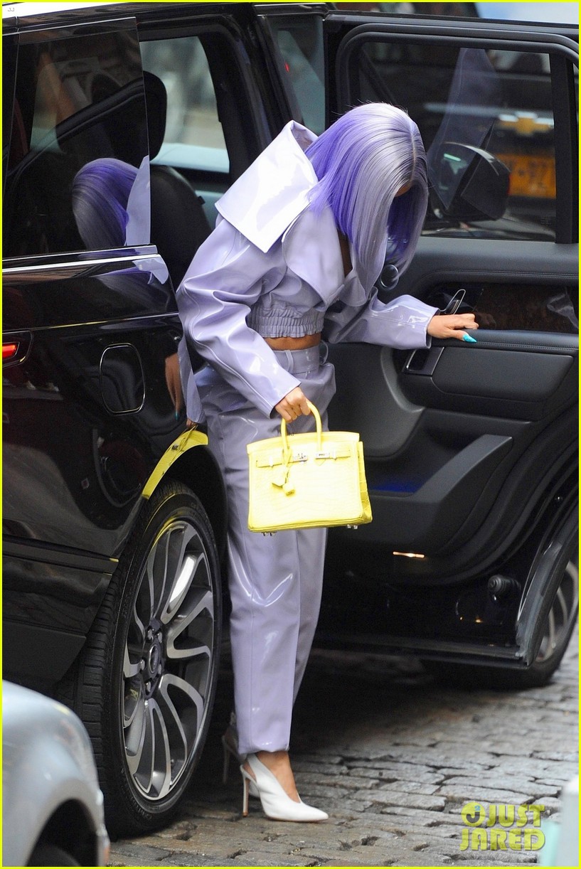 Cardi B Looks Pretty in Purple While Stepping Out in New York City ...