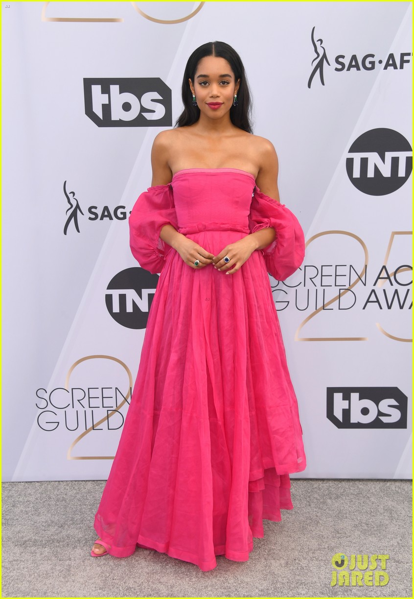 Laura Harrier Stuns in Bright Pink Gown at SAG Awards 2019: Photo ...