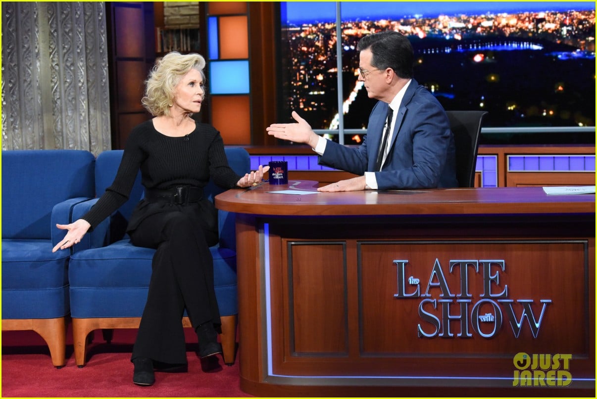 Jane Fonda Gives Stephen Colbert Advice on Getting Arrested for ...