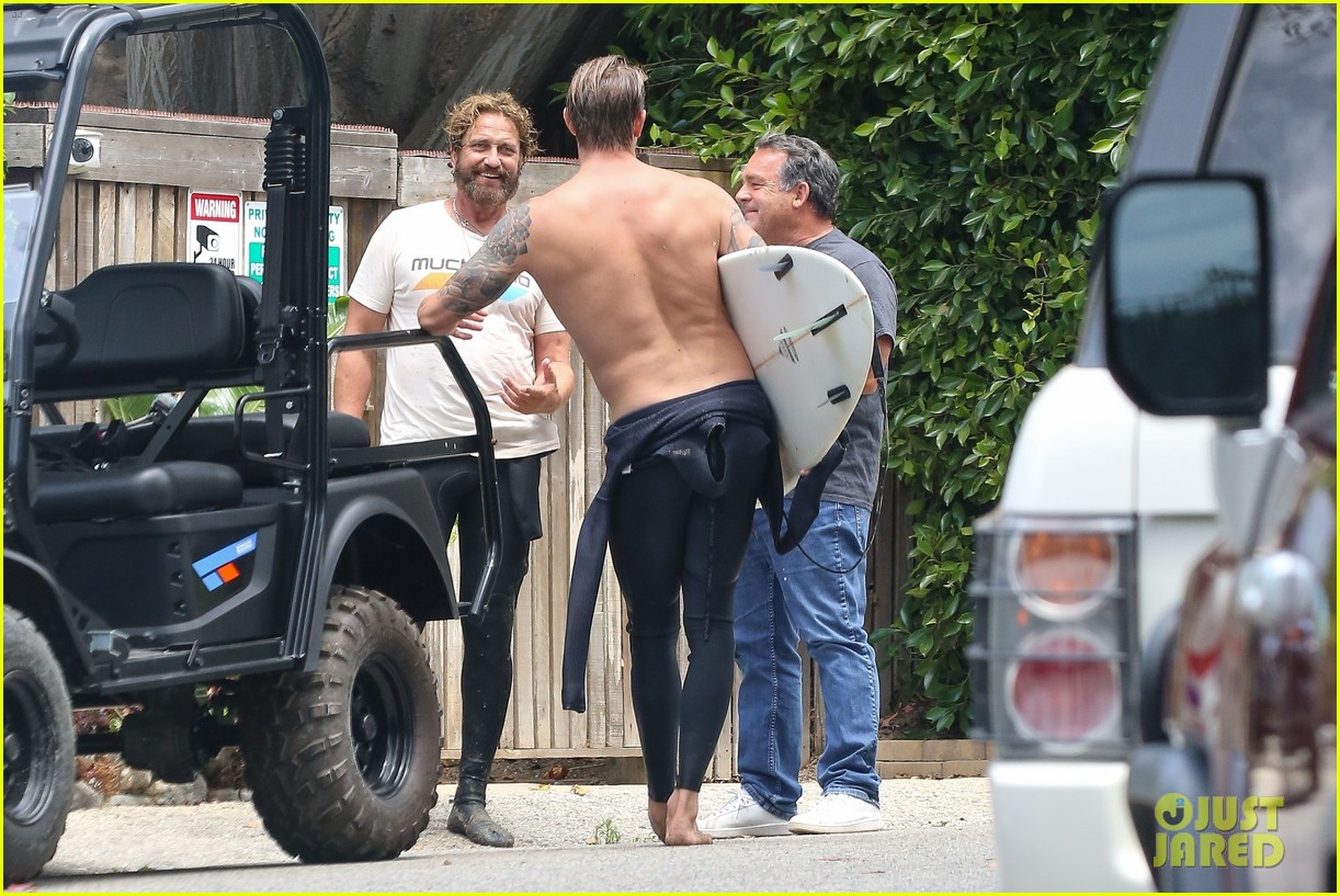 Gerard Butler Hits the Beach with Joel Kinnaman Again for Another Surf ...