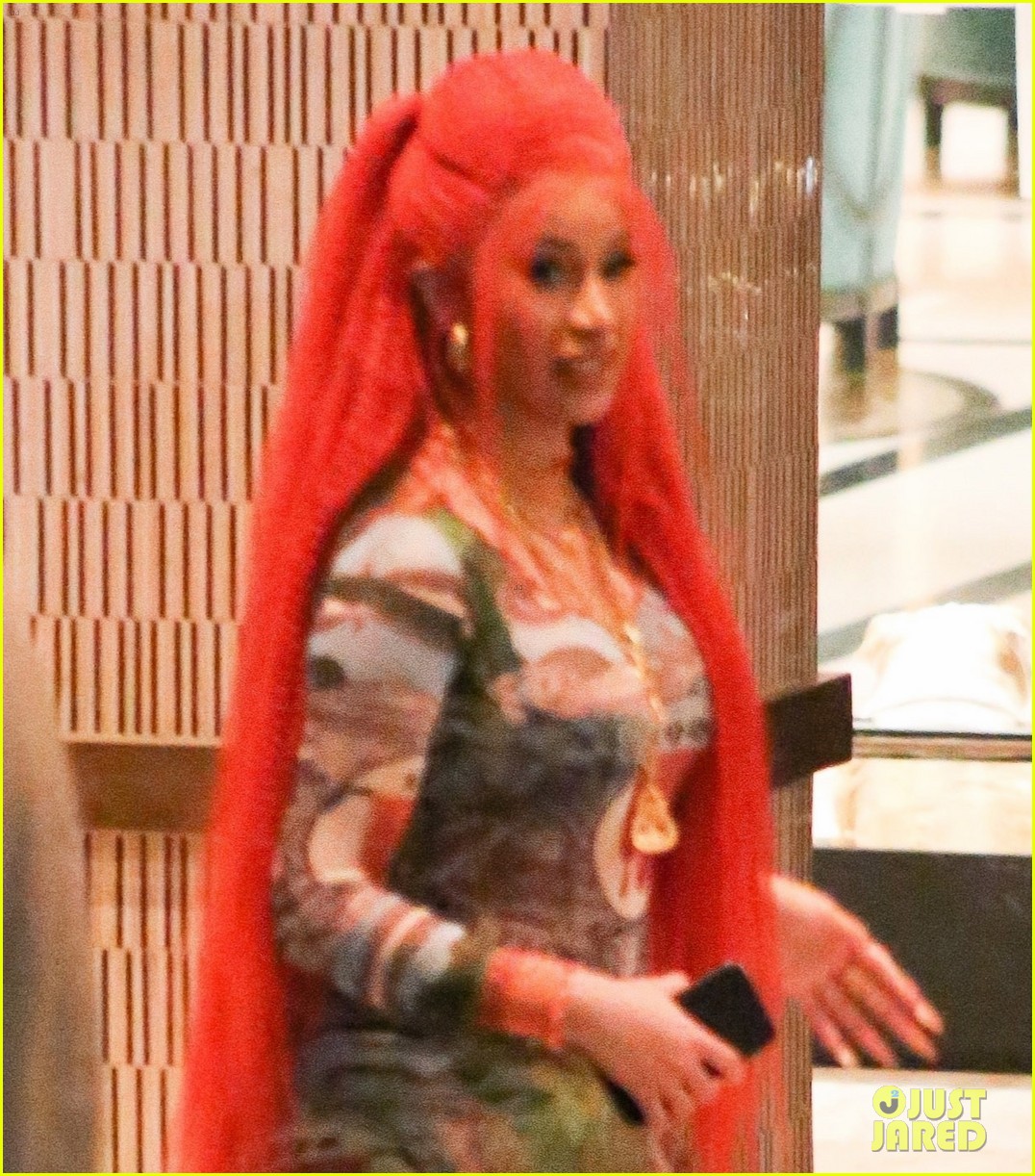 Cardi B Wears Long Red Wig While Celebrating 'Up' Release: Photo ...