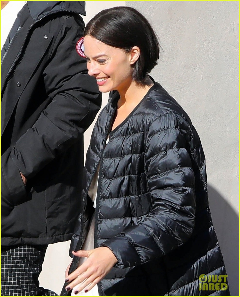 Margot Robbie & John David Washington Arrive on Set for Their Upcoming ...