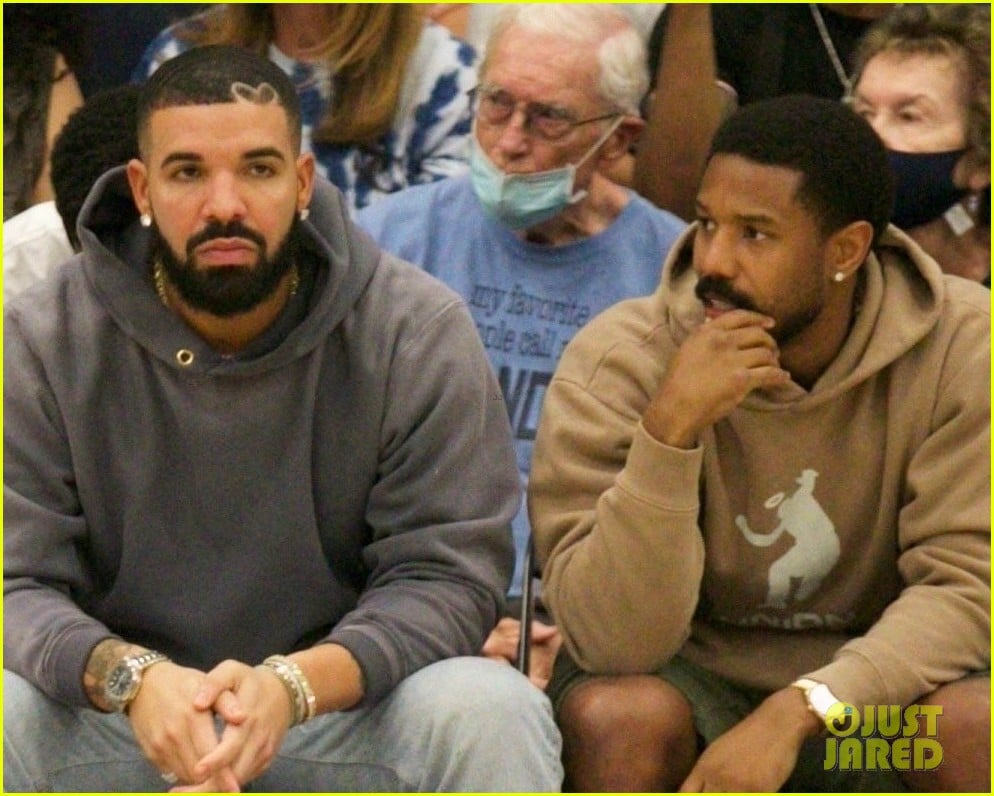 Drake & Michael B. Jordan Sit Courtside at a Varsity Basketball Game in ...