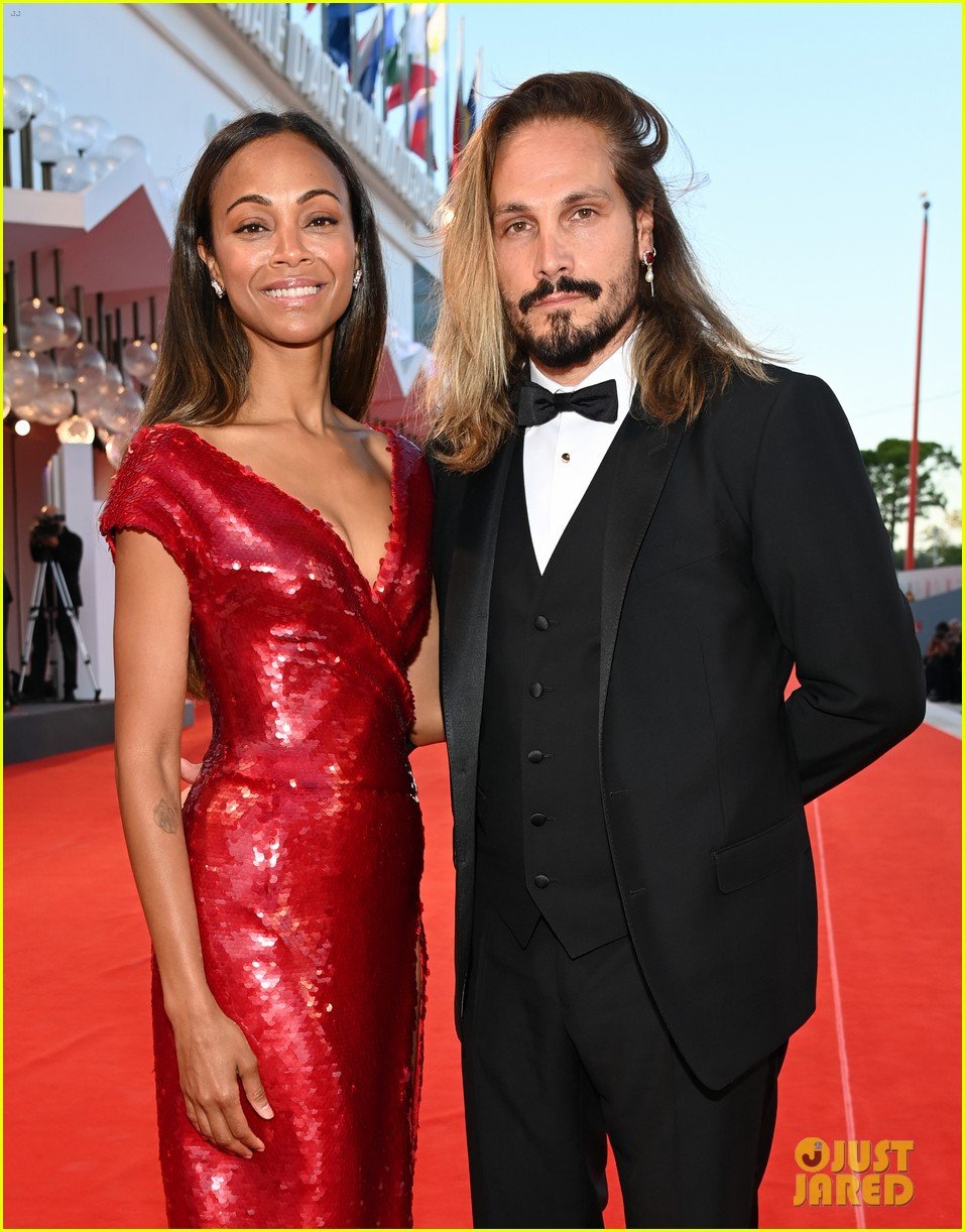 Zoe Saldana Shines in Red at Venice Film Festival Premiere with Husband ...
