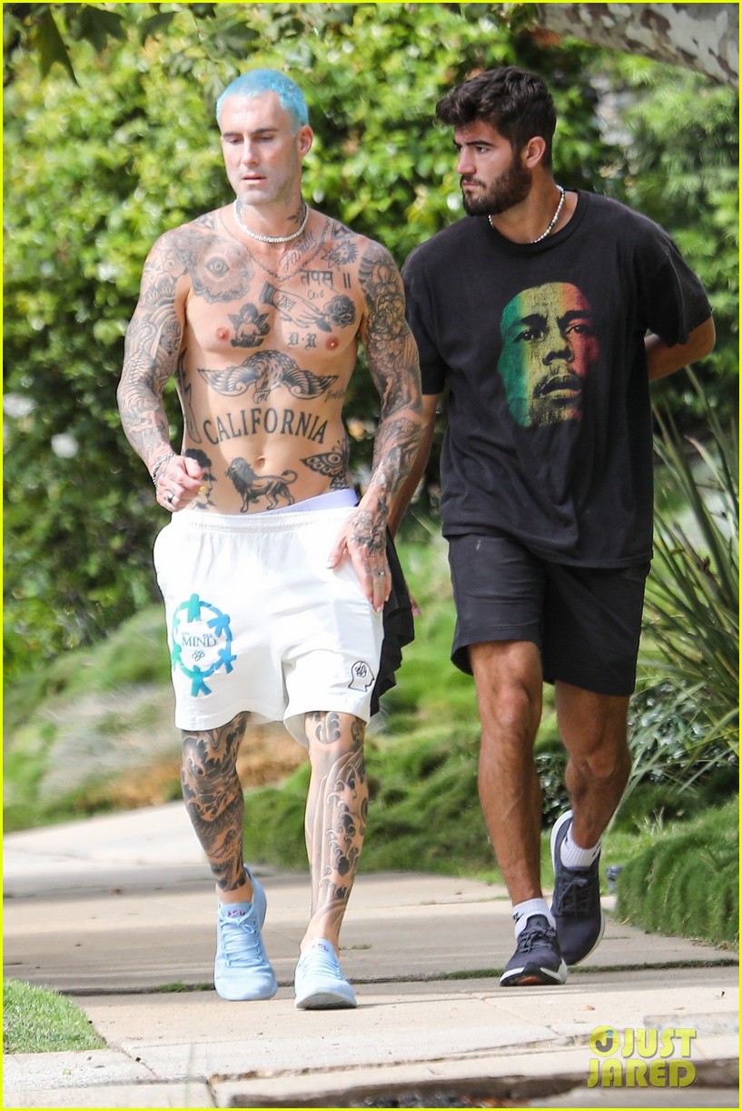 Adam Levine Puts His Many Tattoos on Display While Shirtless After a ...