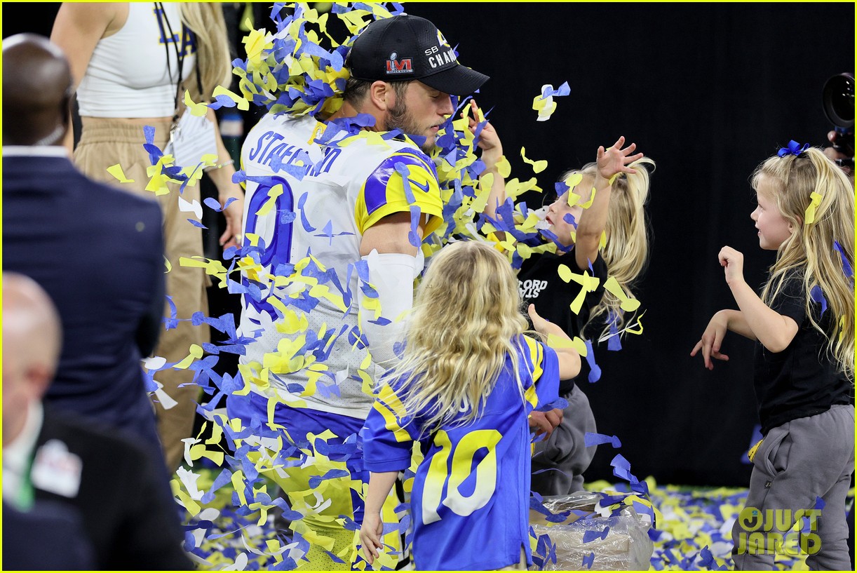 Matthew Stafford, Wife Kelly, & Their Four Kids Celebrate Super Bowl Win On the Field Together ...