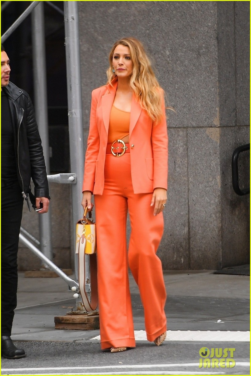 Blake Lively Stuns In Powerful Orange Suit For Business Meetings in NYC ...