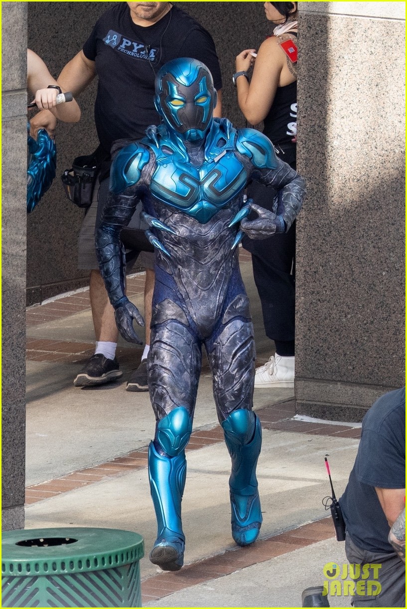 Xolo Maridueña Seen On 'Blue Beetle' Set For First Time In Full Costume!: Photo 4764594 | Photos ...
