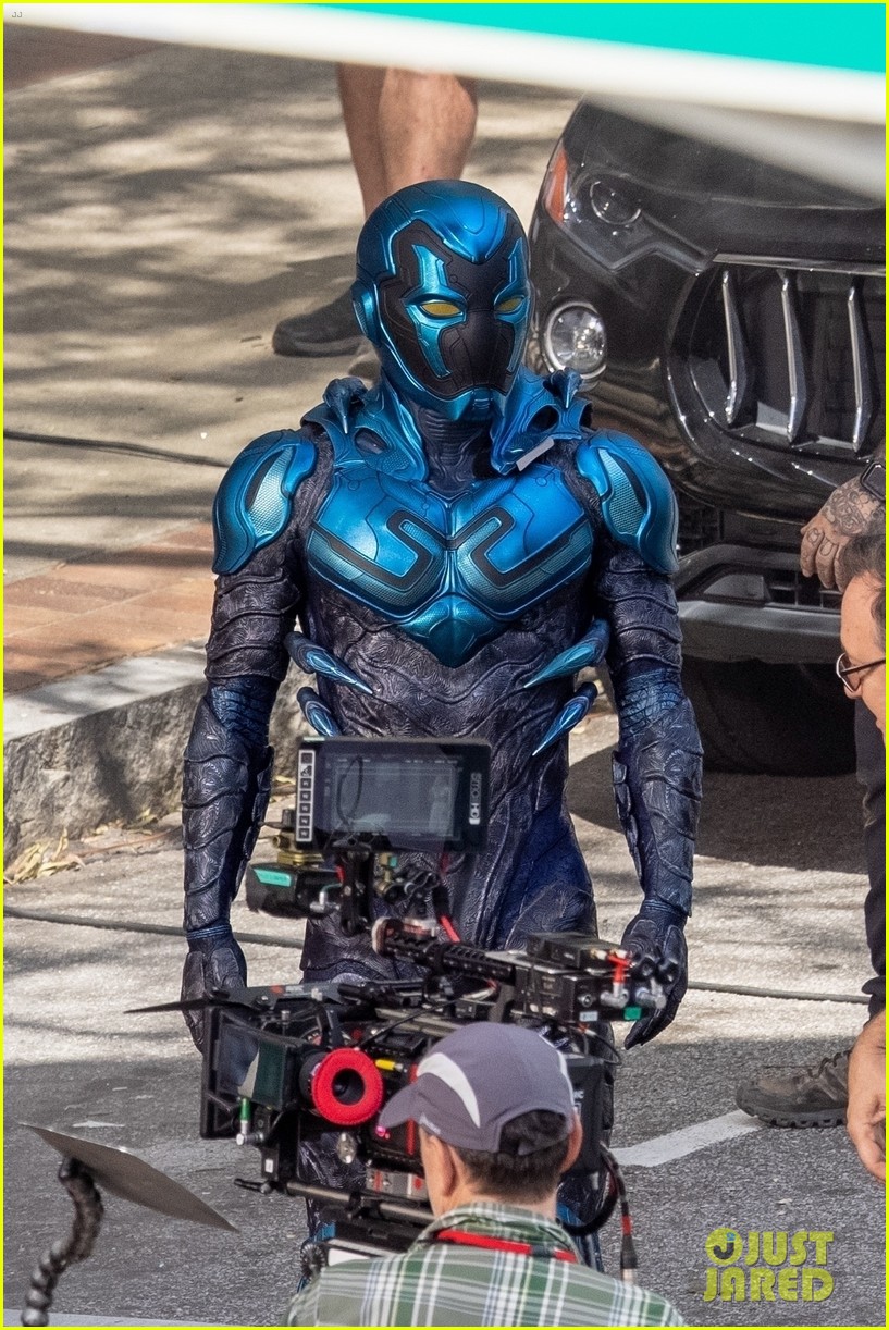 Xolo Maridueña Seen On 'Blue Beetle' Set For First Time In Full Costume!: Photo 4764604 | Photos ...