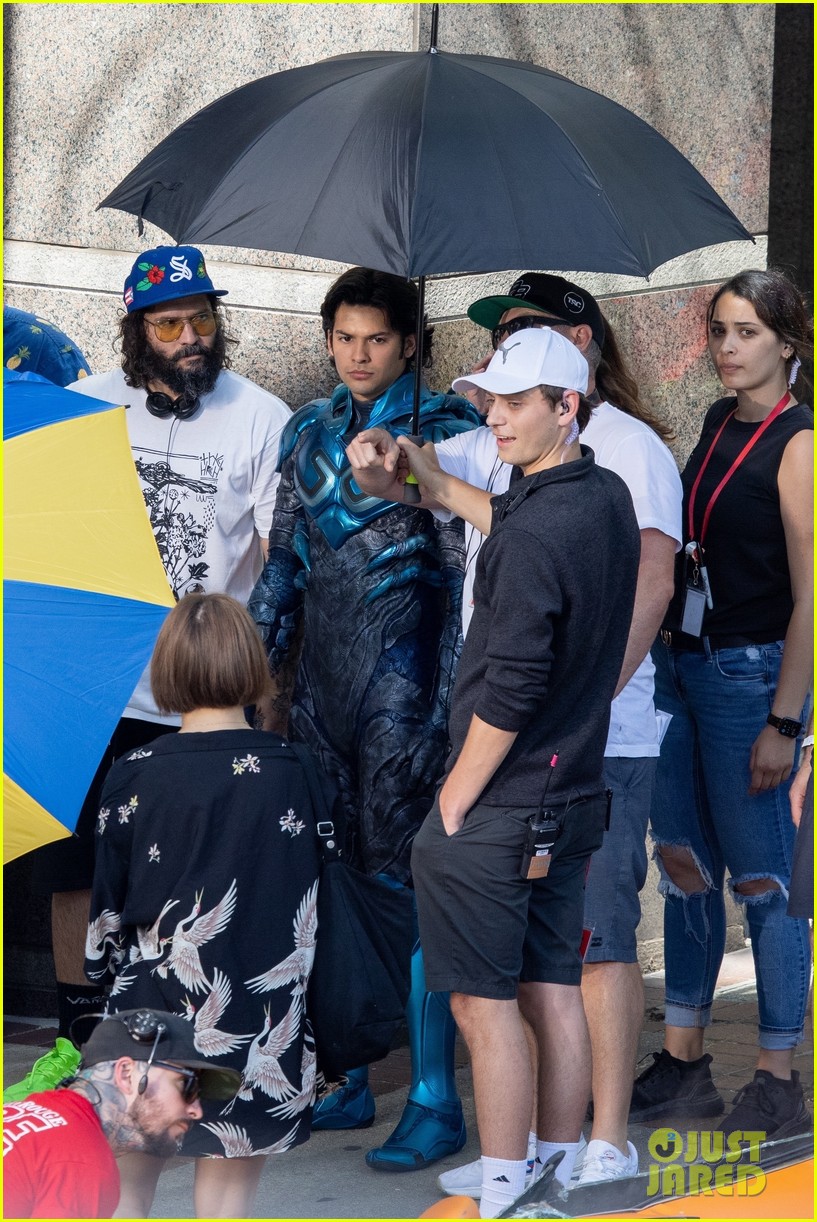 Xolo Maridueña Seen On 'Blue Beetle' Set For First Time In Full Costume!: Photo 4764606 | Photos ...