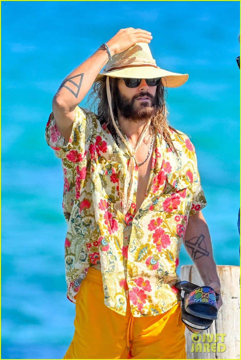 Jared Leto Sports Fun Floral-Print Shirt While Arriving at Club 55 in ...