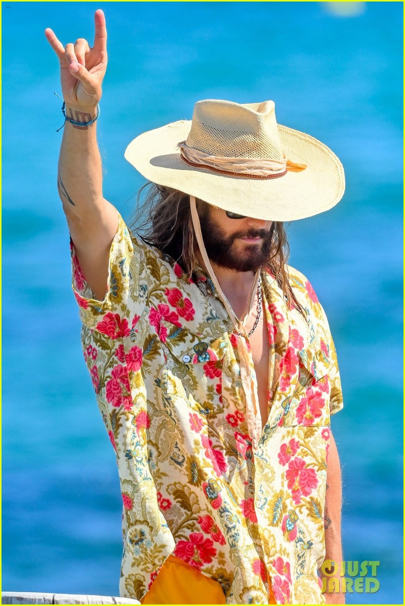 Jared Leto Sports Fun Floral-Print Shirt While Arriving at Club 55 in ...