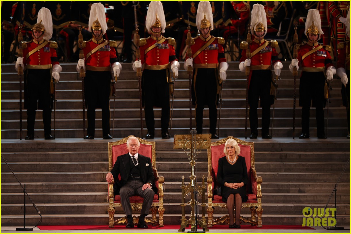 King Charles & Camilla, Queen Consort Sit on Thrones for First Time After Queen's Death, Address ...