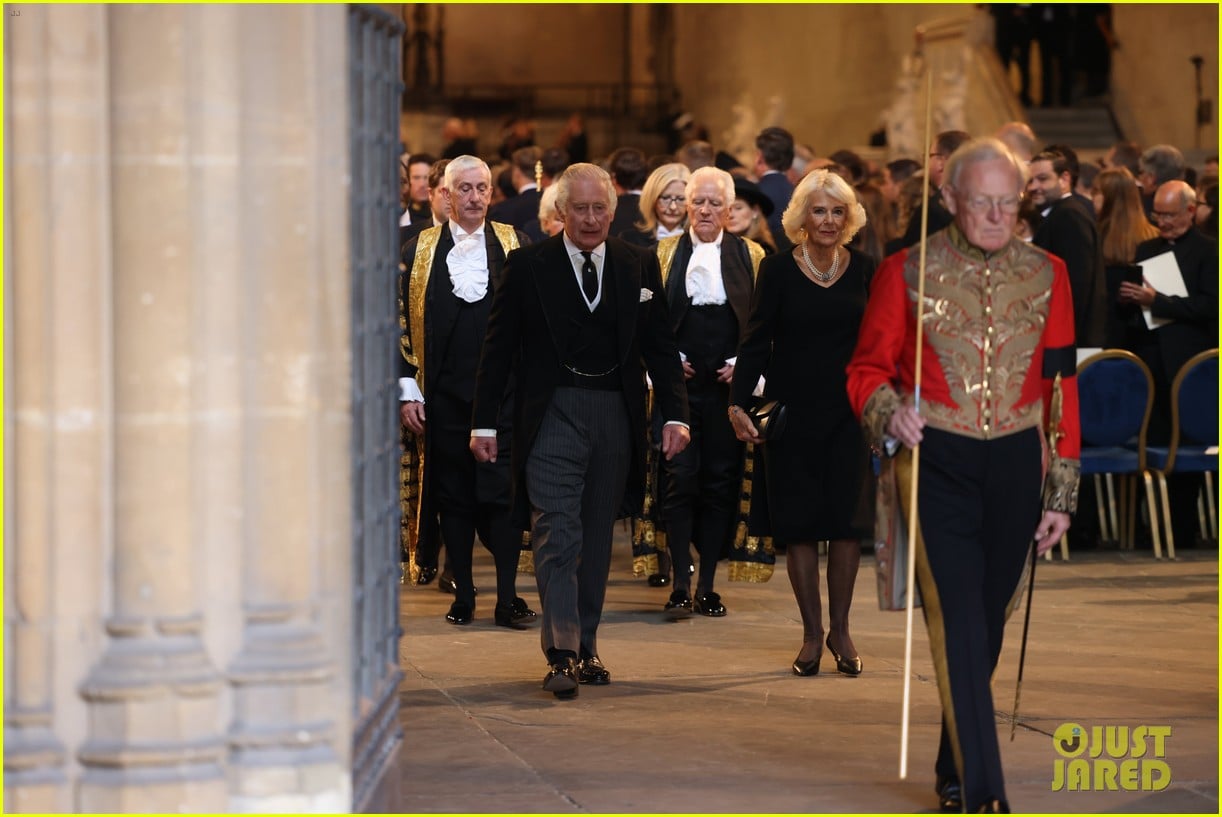 King Charles & Camilla, Queen Consort Sit on Thrones for First Time After Queen's Death, Address ...