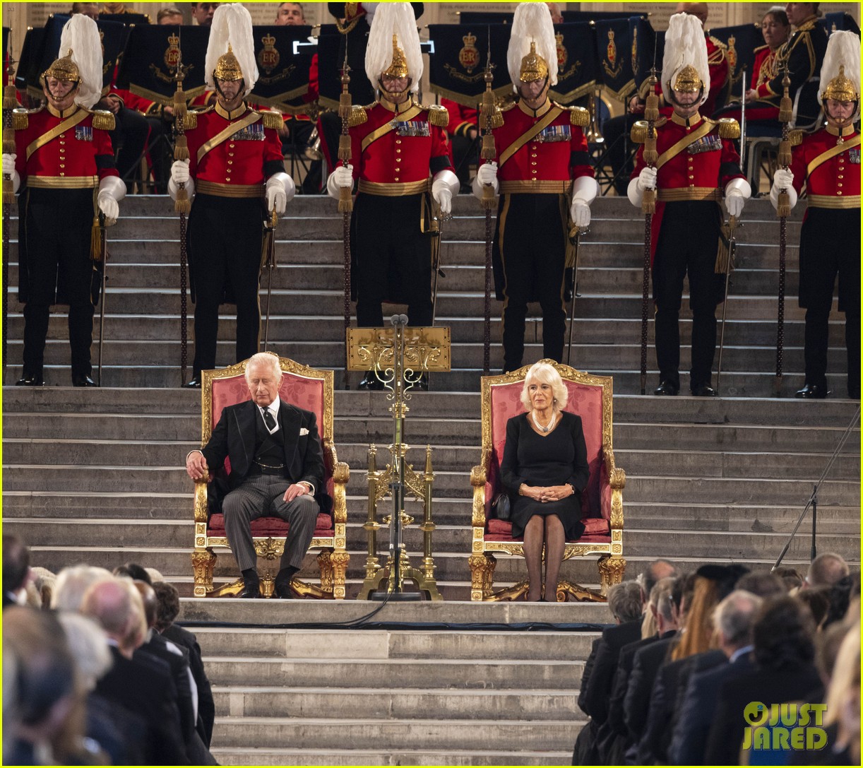King Charles & Camilla, Queen Consort Sit on Thrones for First Time After Queen's Death, Address ...