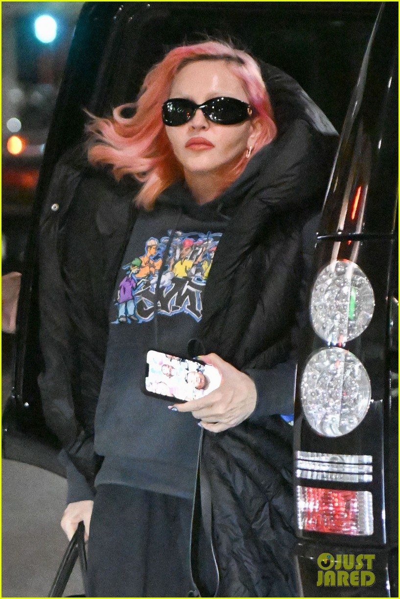 Madonna Shows Off Her Pink Hair While Catching Flight Out of NYC: Photo ...