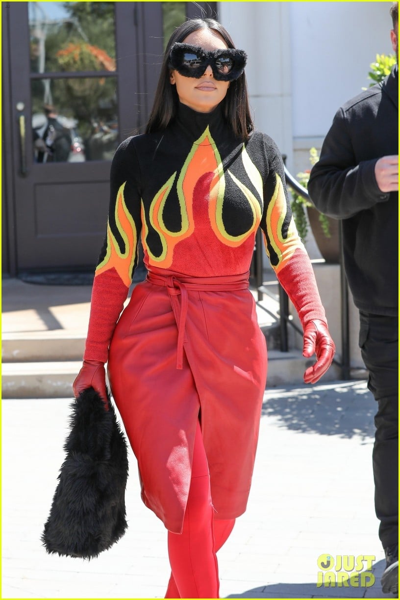 Kim Kardashian Reveals Backstory Behind Her Red Flame Outfit, Reacts to ...