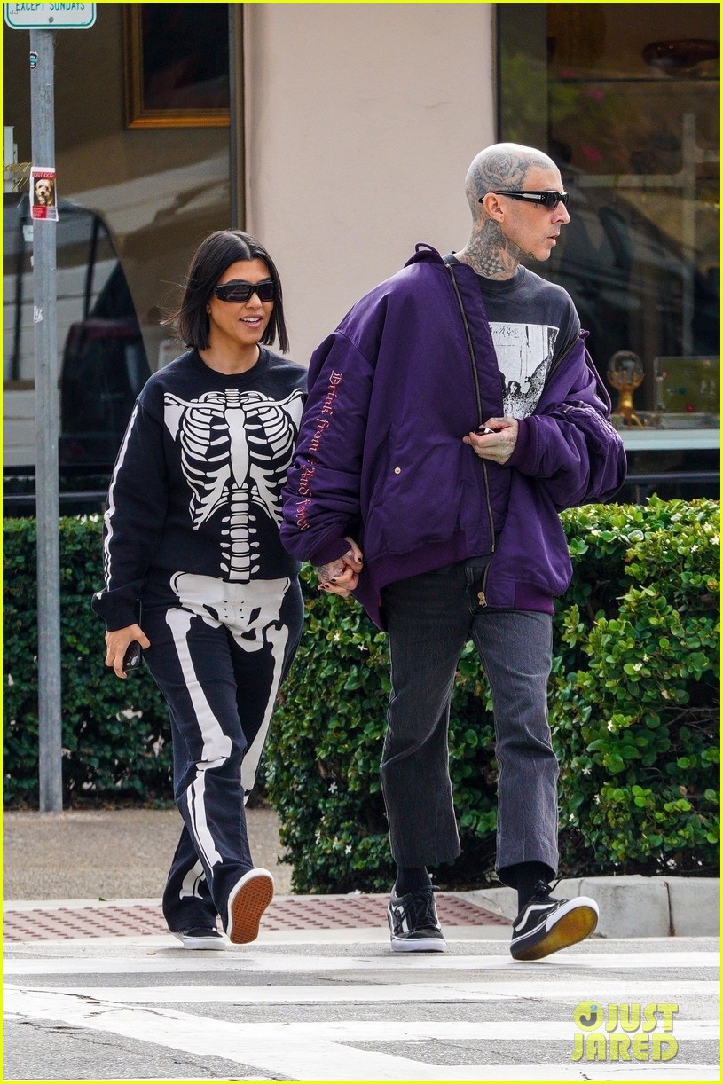 Kourtney Kardashian Wears Skeleton-Print Outfit to Lunch with Travis ...