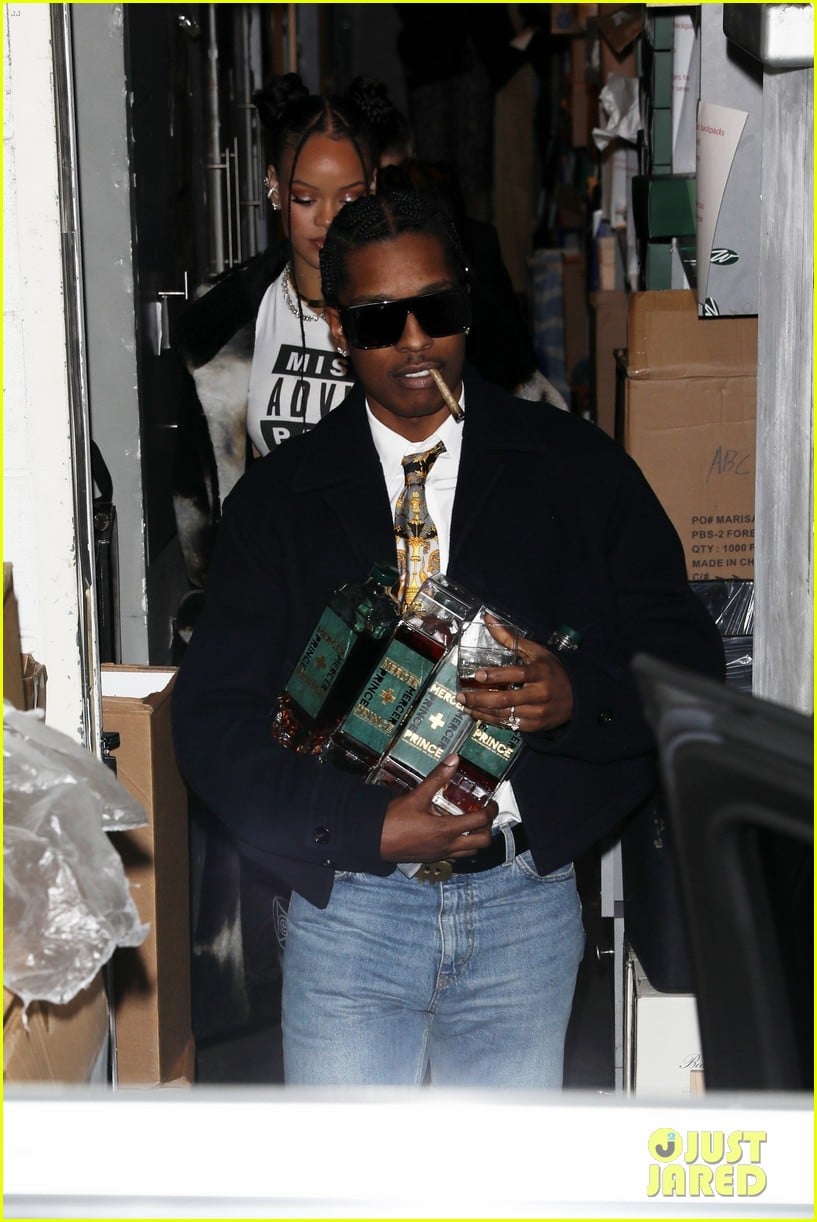 A$AP Rocky Carries Bottles of His Whisky While Leaving a Restaurant ...