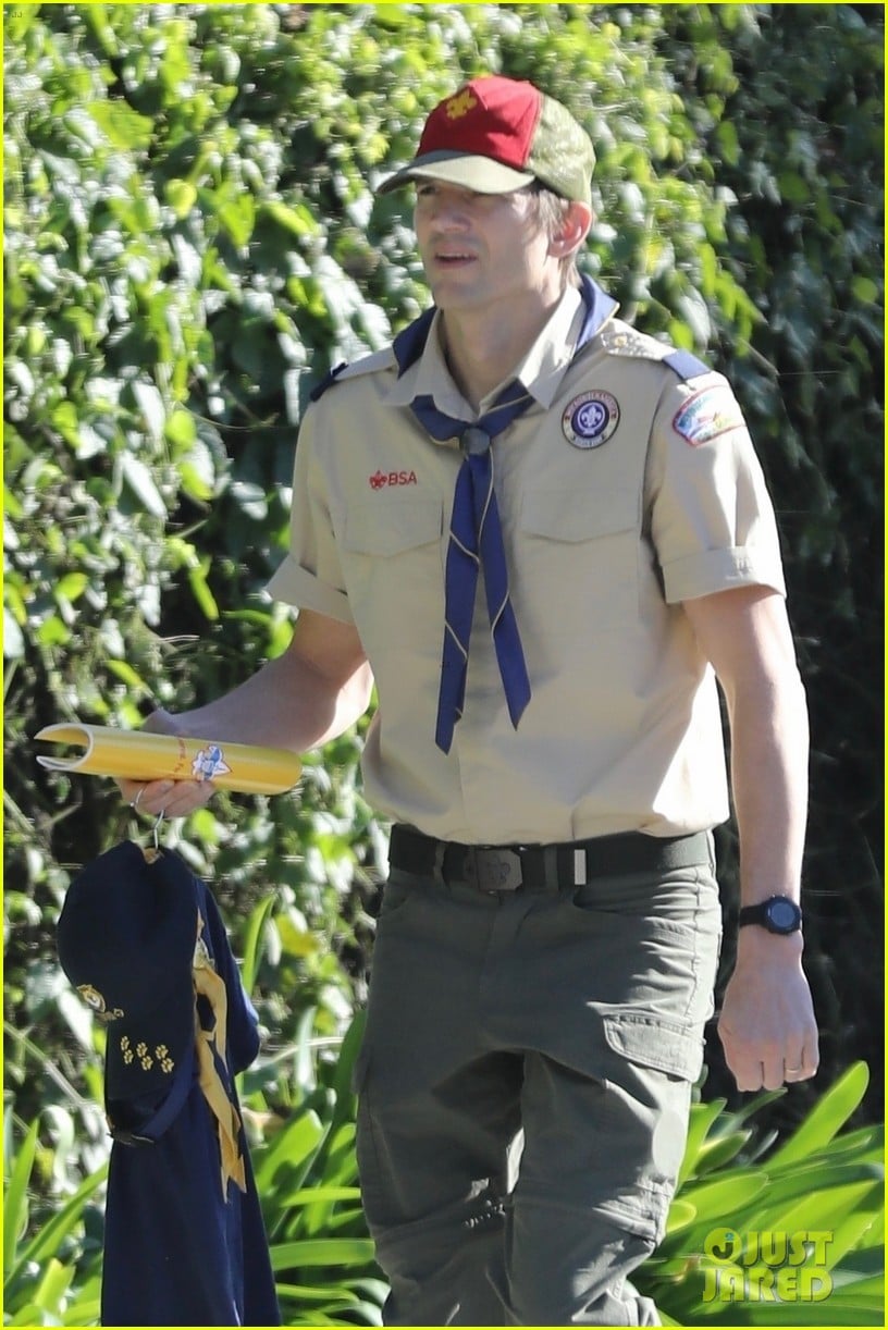 Ashton Kutcher Wears His Boy Scouts Troop Leader Uniform Out in LA Ahead of A Scout Meeting ...
