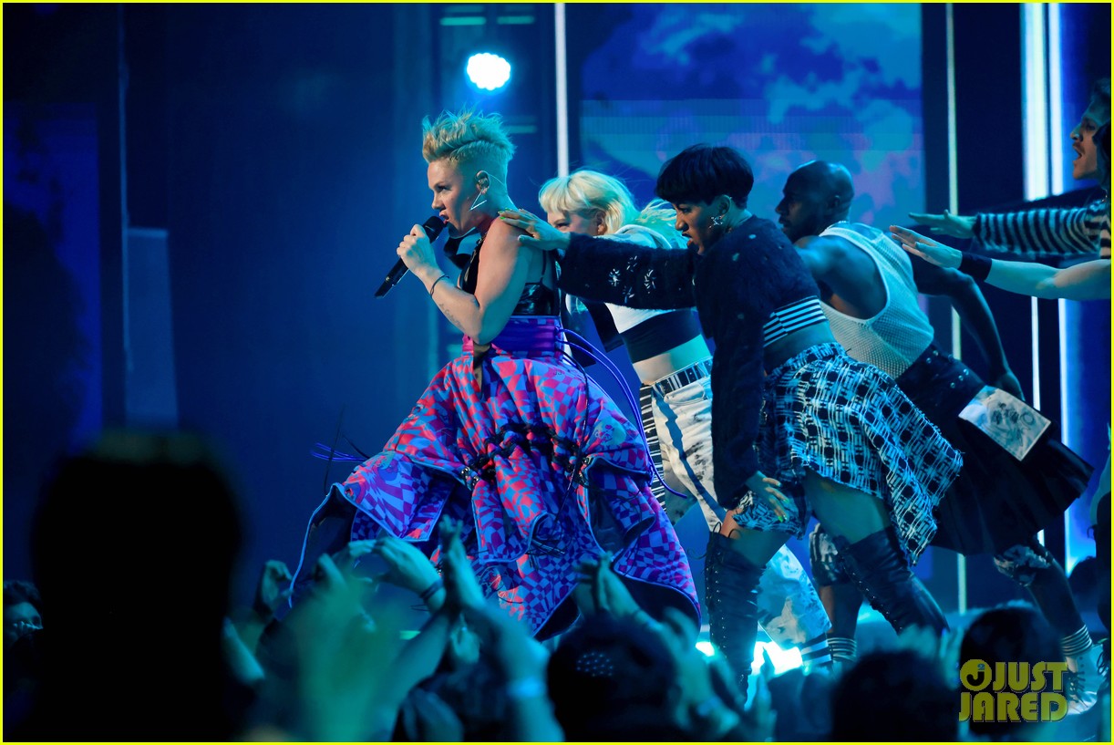 Pink Takes a Leap of Faith While Performing 'Trustfall' at iHeartRadio ...