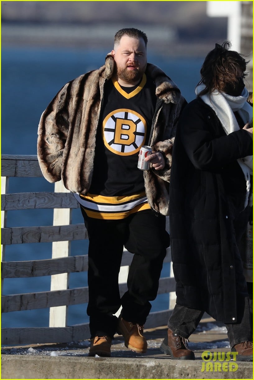 Paul Walter Hauser Wears A Faux Fur Coat On 'The Instigators' Set With ...