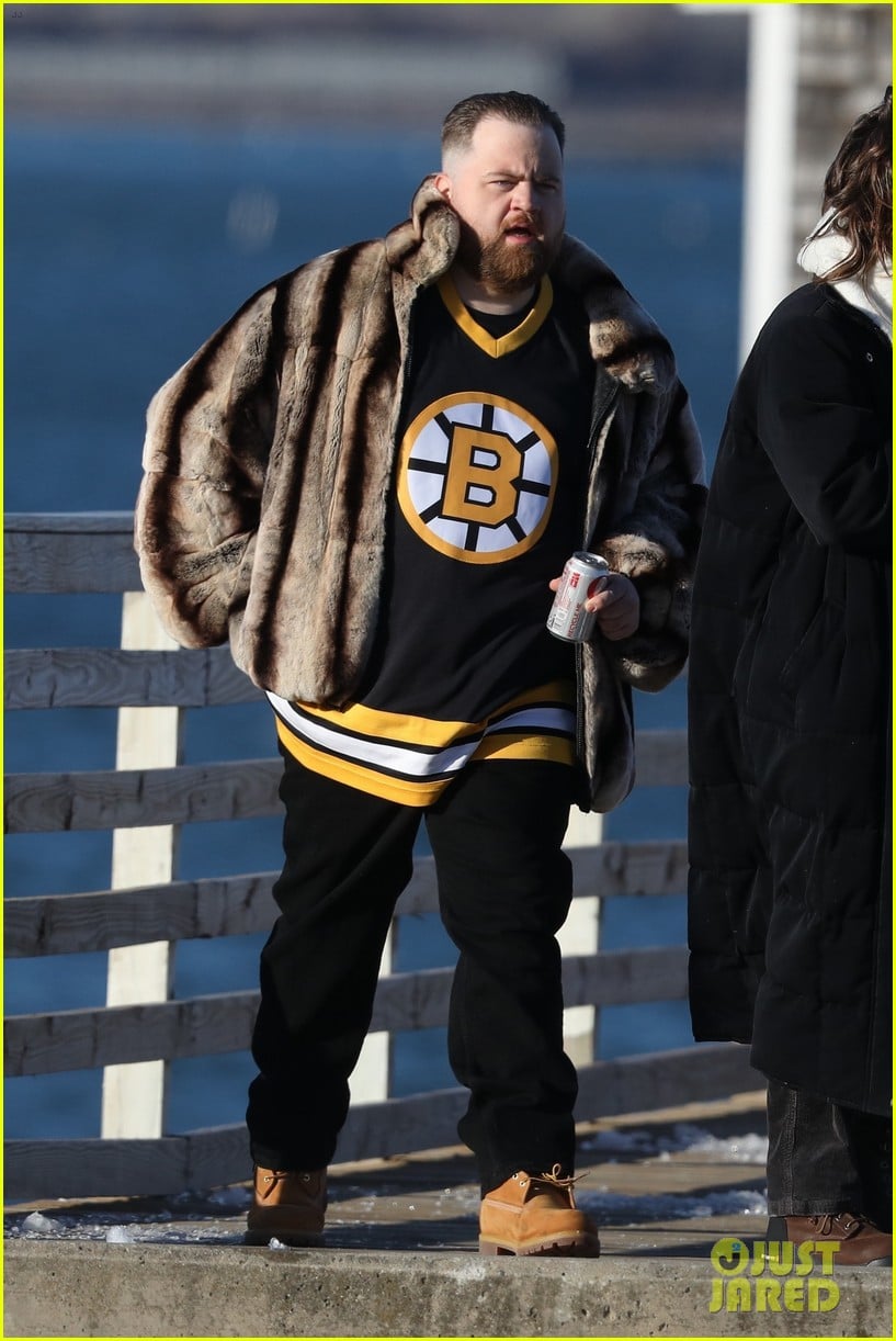 Paul Walter Hauser Wears A Faux Fur Coat On 'The Instigators' Set With ...