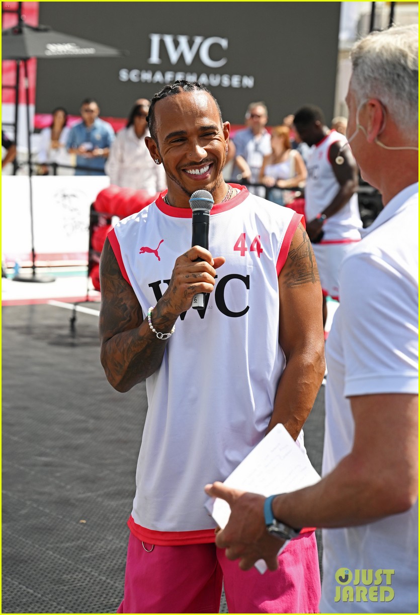 F1 Driver Lewis Hamilton Takes Part in Free Throw Basketball Challenge ...